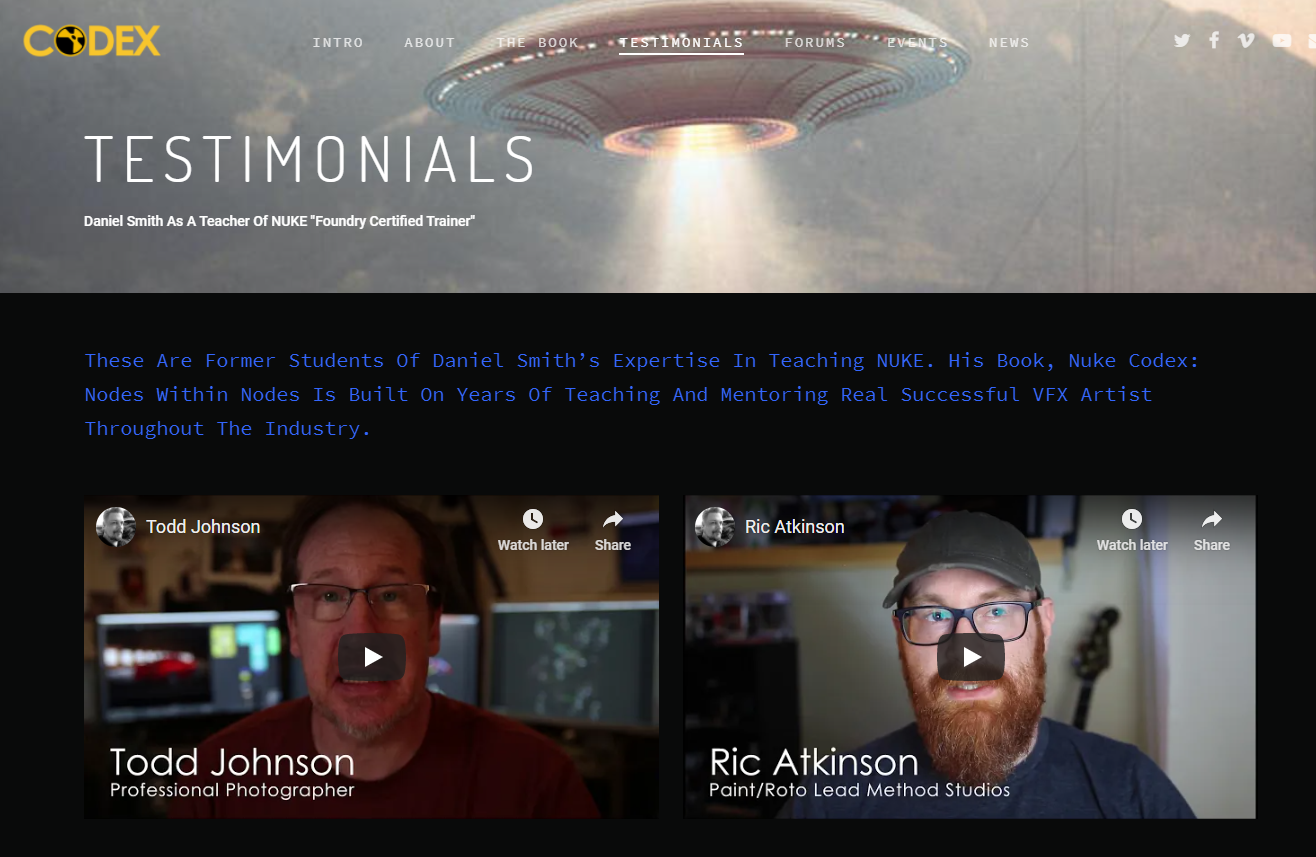 Testimonials - Nuke Codex Nodes within Nodes
